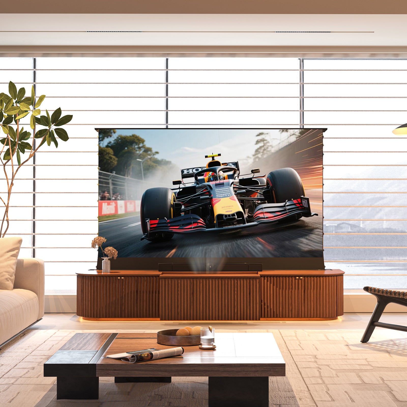 Julycode Invisible Laser Cinema, ALR Floor - Rising Screen Laser TV Ca
